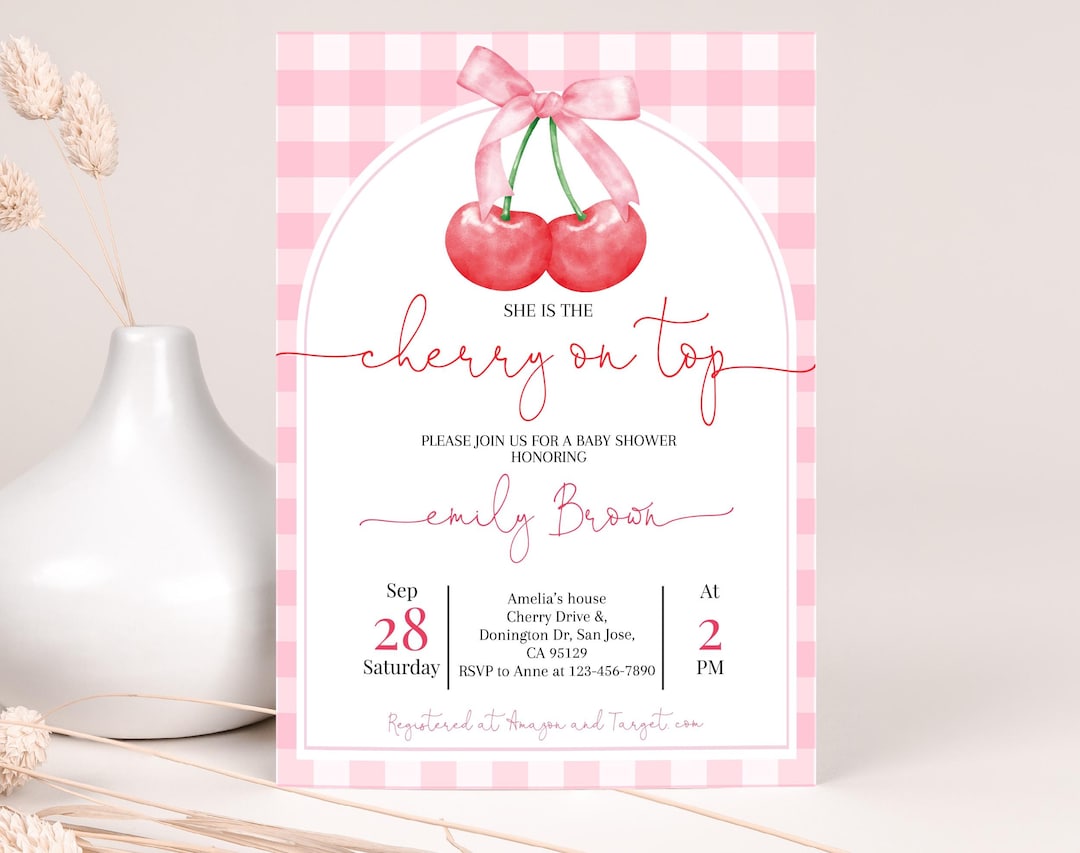 Cherry Baby Shower Invitation She is the Cherry on Top Girl Baby Shower ...