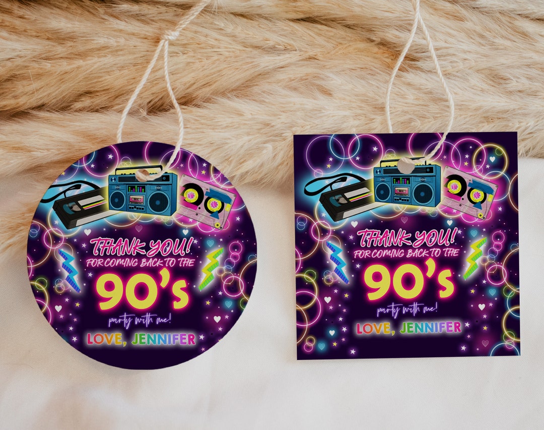 90s Party Favor Tags 40th Birthday Gift Tags 80s Retro Back to 1990s ...