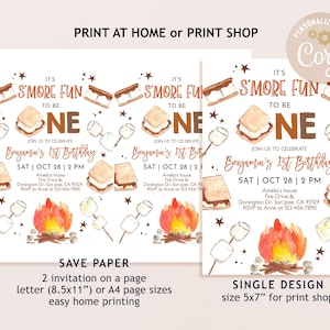 S'mores Birthday Invitation Bonfire Birthday Invite Smore Fun to Be One Backyard Camping Party ...