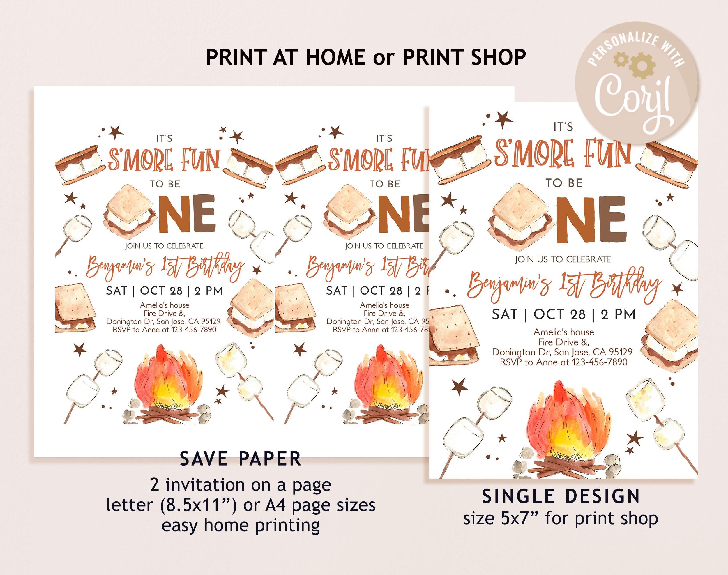 S'mores Birthday Invitation Bonfire Birthday Invite Smore Fun to Be One ...