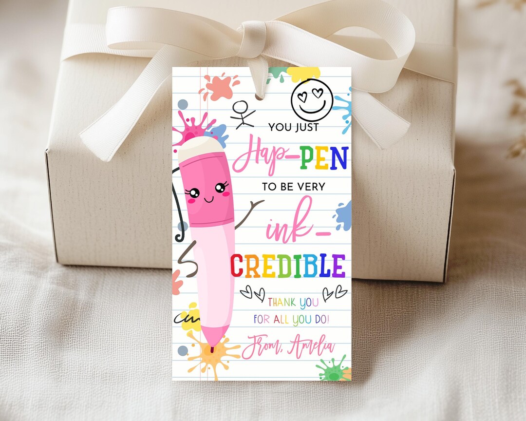 You Just Hap-pen to Be Very Ink-credible Gift Tag Pen Notepad Teacher ...