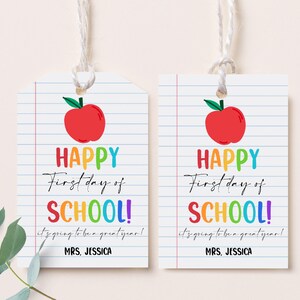 EDITABLE Back to School Gift Tag Happy First Day of School Tag ...