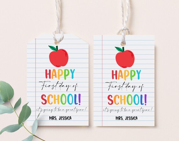 EDITABLE Back to School Gift Tag Happy First Day of School Tag - Etsy