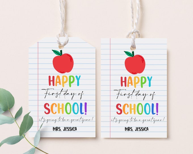 EDITABLE Back to School Gift Tag Happy First Day of School Tag - Etsy