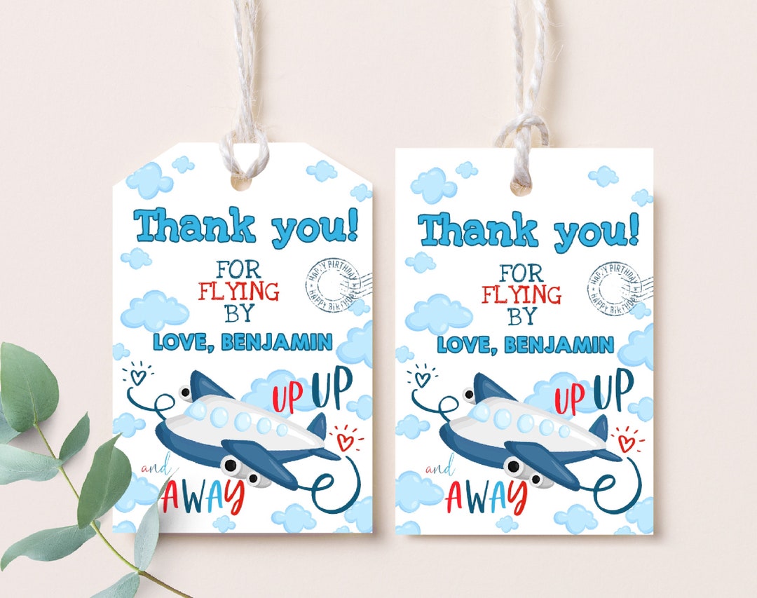Printable Airplane Favor Tags Aviation Thank You Tags Gift Tag Birthday ...