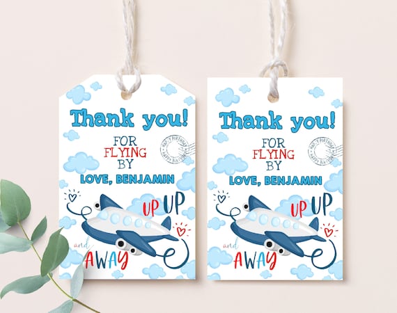 Printable Airplane Favor Tags Aviation Thank You Tags - Etsy