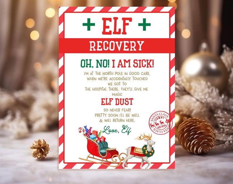 Elf Recovery Letter, Elf I'm Sick Letter, If Touched and Lost Magic ...