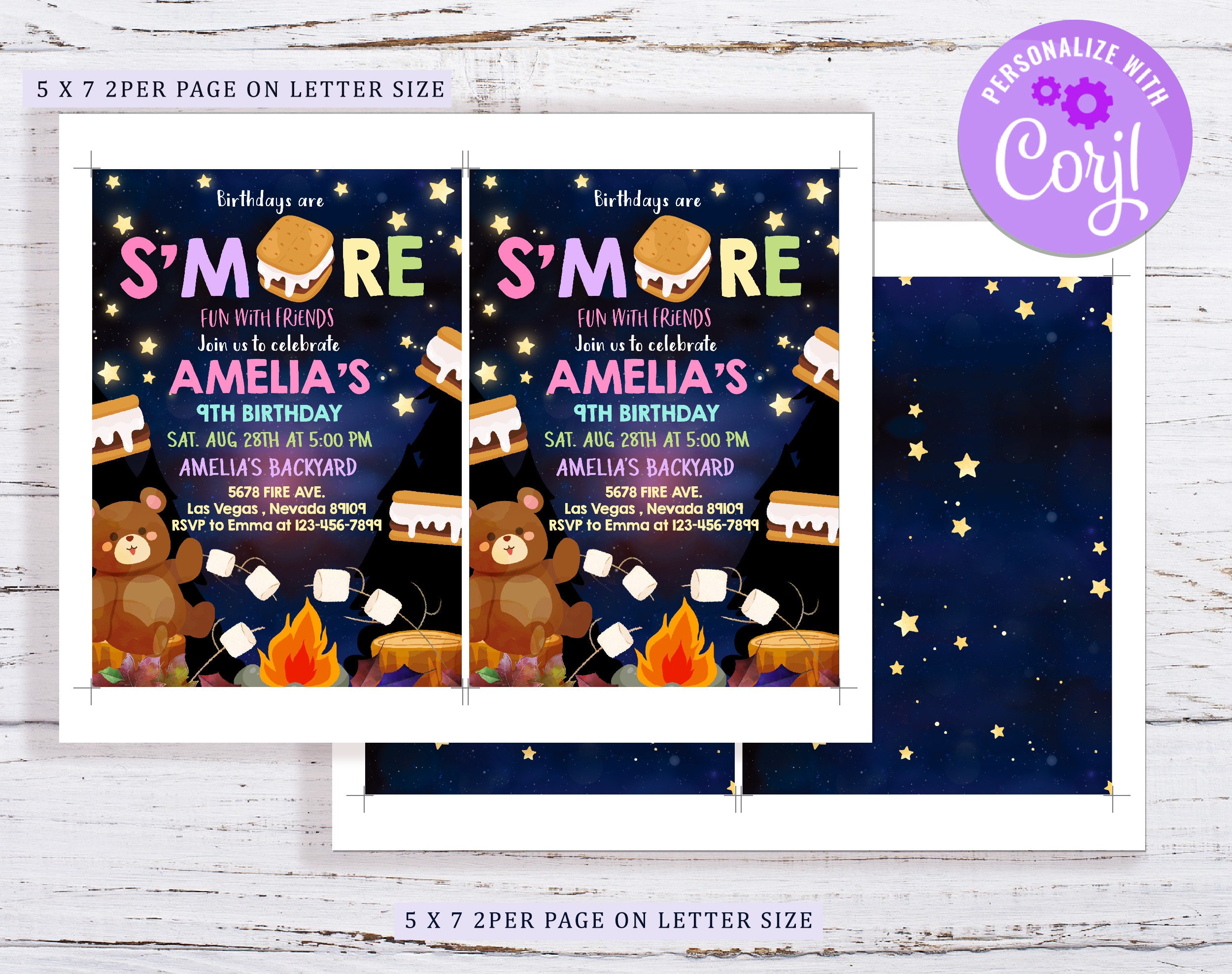 Smore Invitation Birthday Party Bonfire Invite Camp Fun Picnic | Etsy