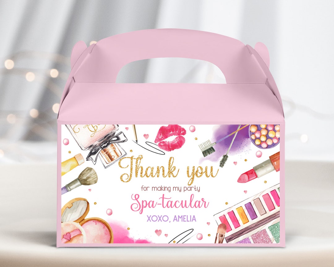 Spa Party Gable Box Label Girl Make up Slumber Party Favors Pamper ...