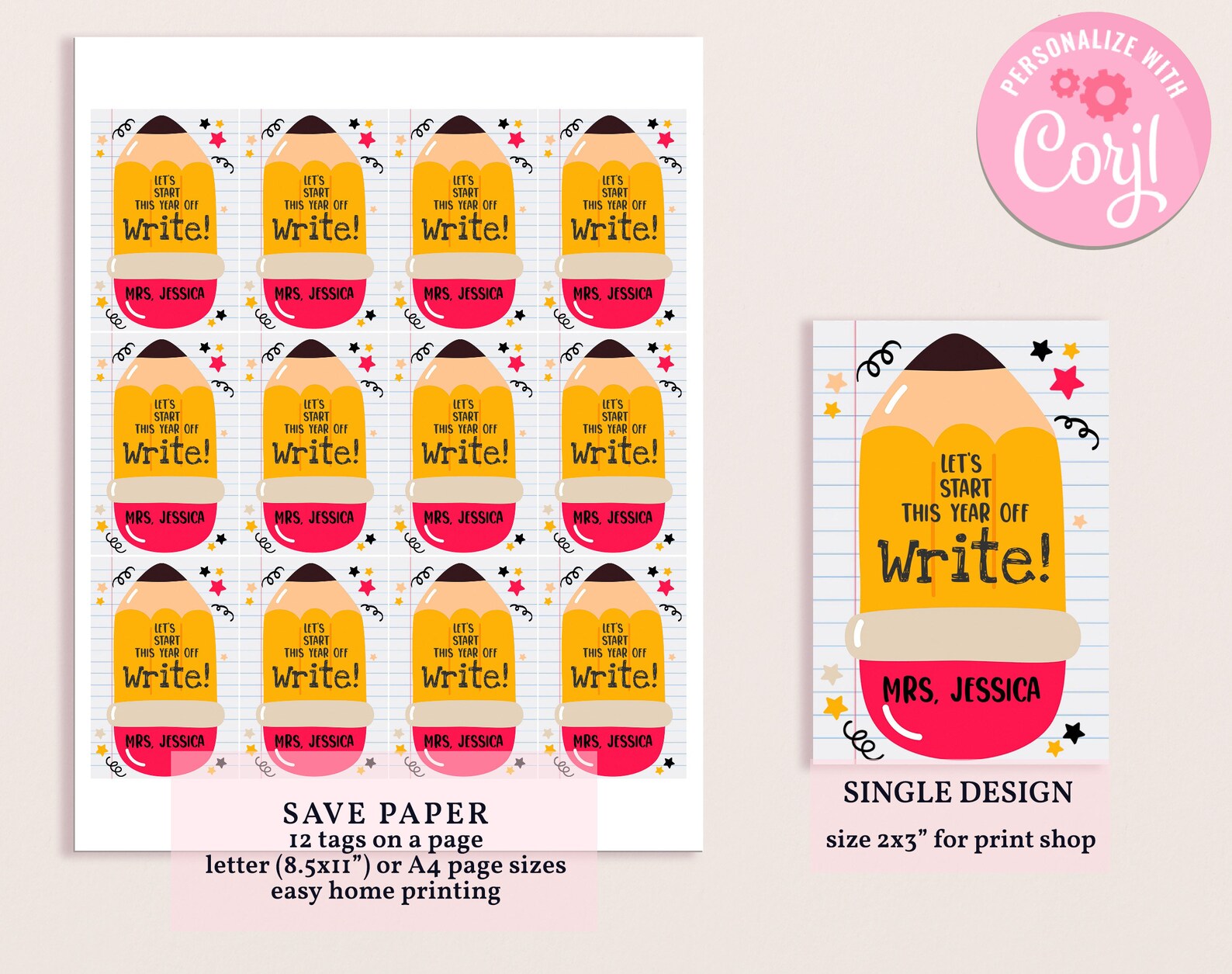 Let's Start This Year off Write Gift Tag Back to School - Etsy