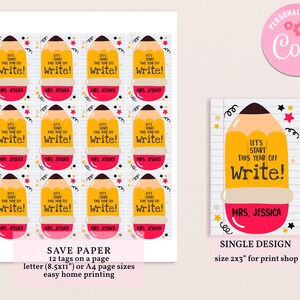 Let's Start This Year off Write Gift Tag Back to School Pencil Pen ...