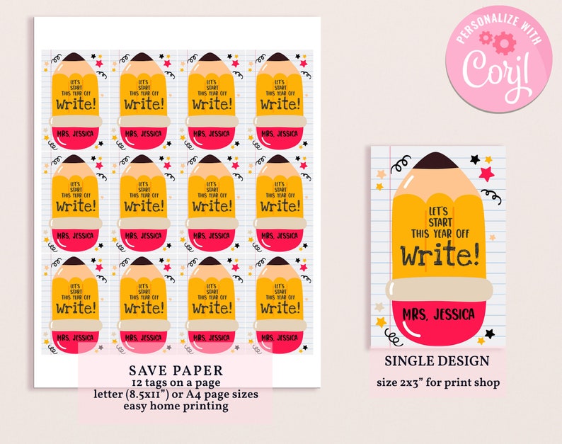 Let's Start This Year off Write Gift Tag Back to School - Etsy