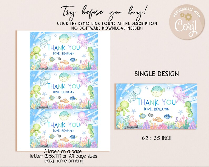 Under the Sea Gable Box Label Nautical Baby Shower Gift Treat Box Ocean ...