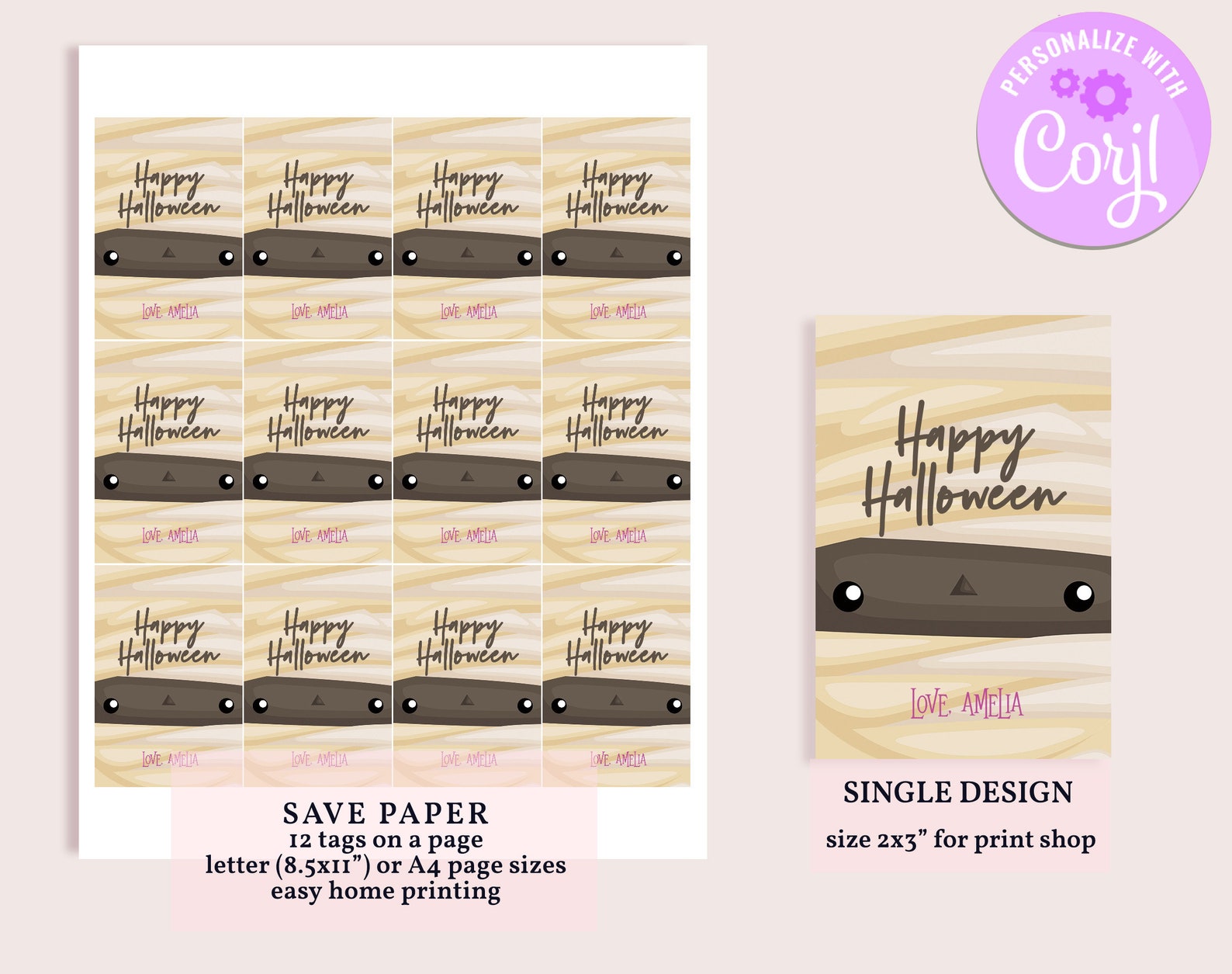 EDITABLE Halloween Favor Tags Party Gift Tags Set Spooky Ghost - Etsy