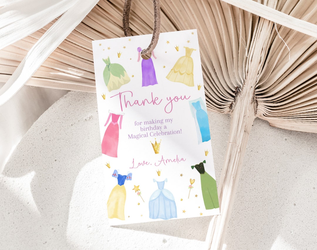 Princess Birthday Favor Tags Once Upon a Time Princess Dresses Gift ...