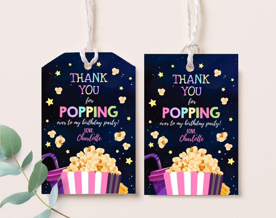 Movie Night Tags Party Favor Tag Birthday Gift Thank You - Etsy
