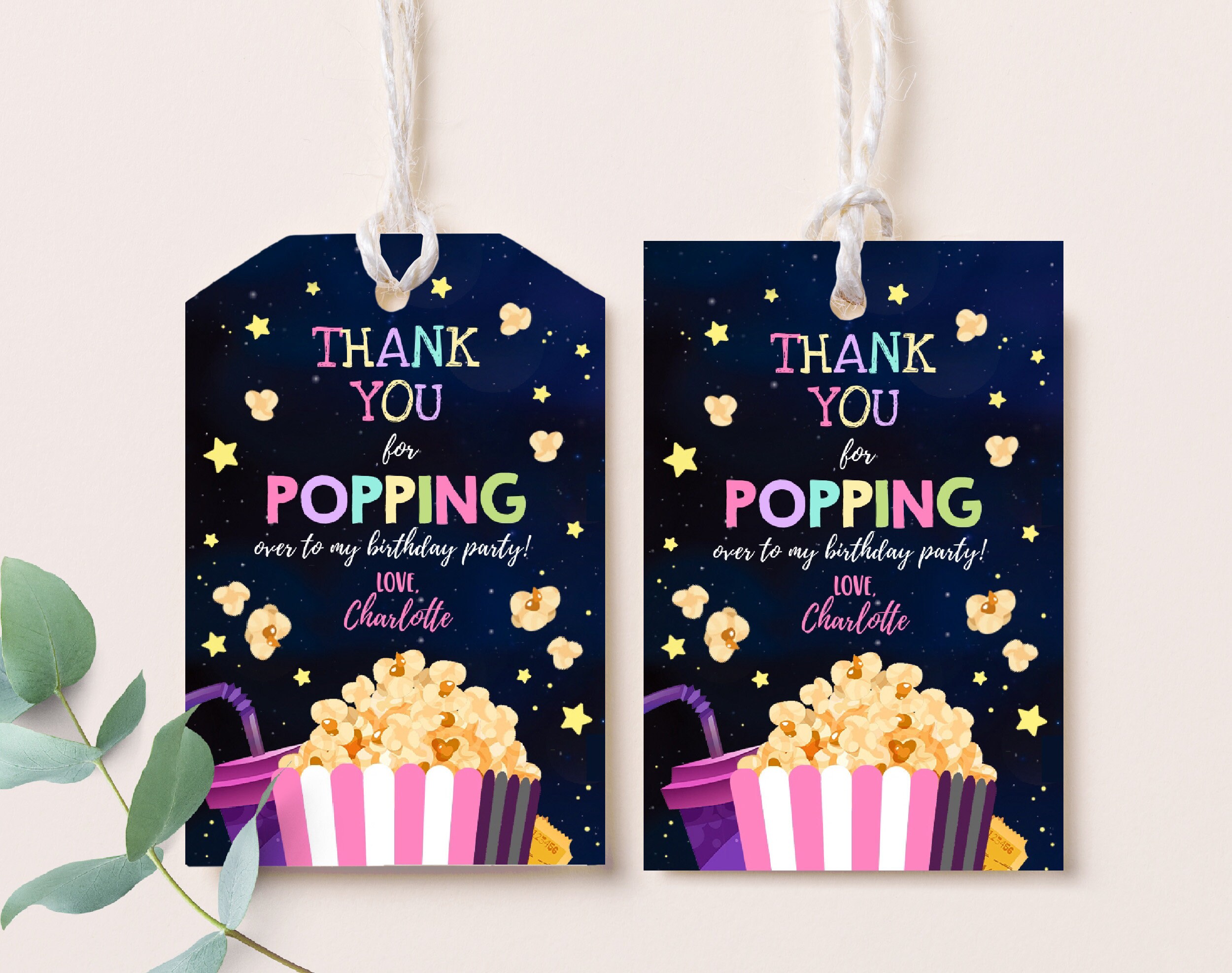 Movie Night Tags Party Favor Tag Birthday Gift Thank You - Etsy