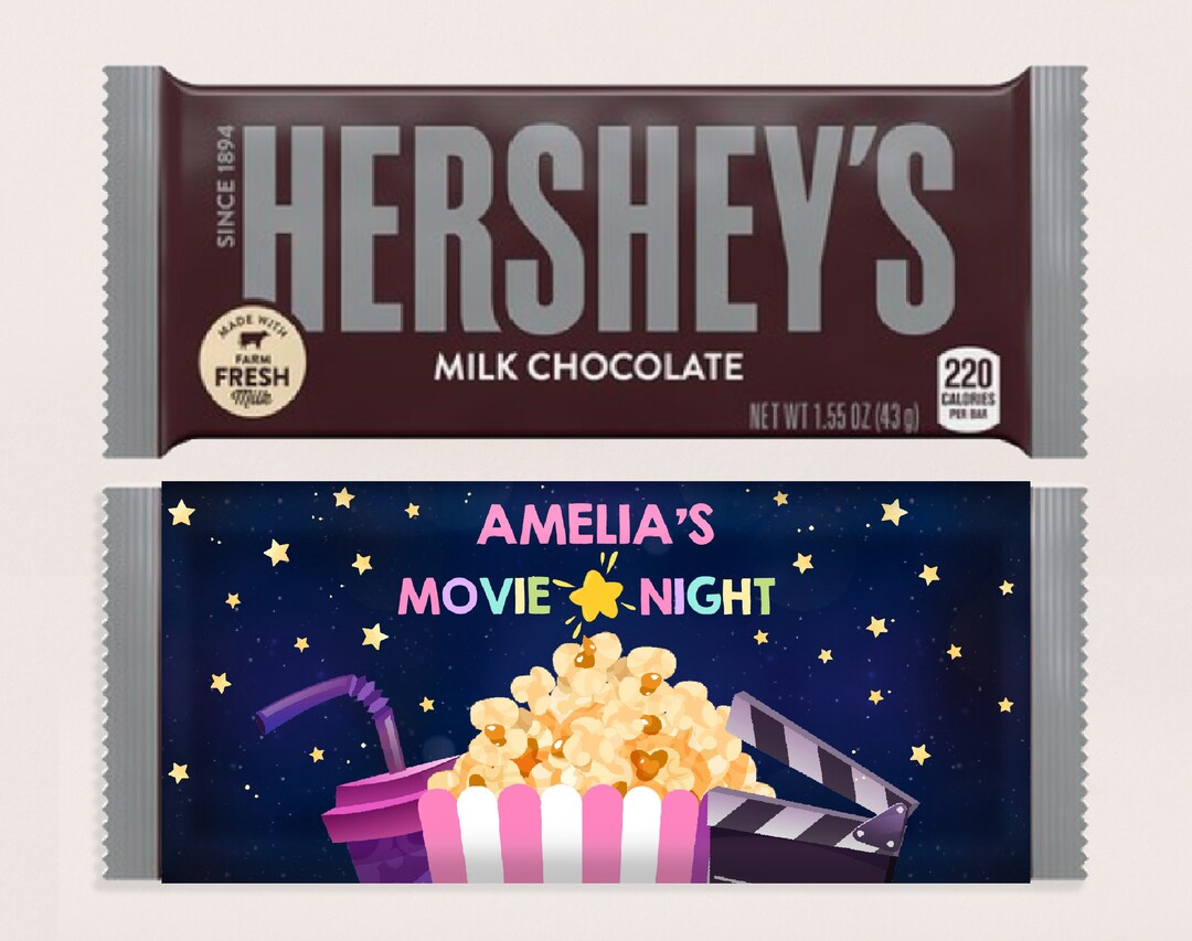 Movie Night Candy Bar Wrapper Movie Party Chocolate Wrapper Backyard ...