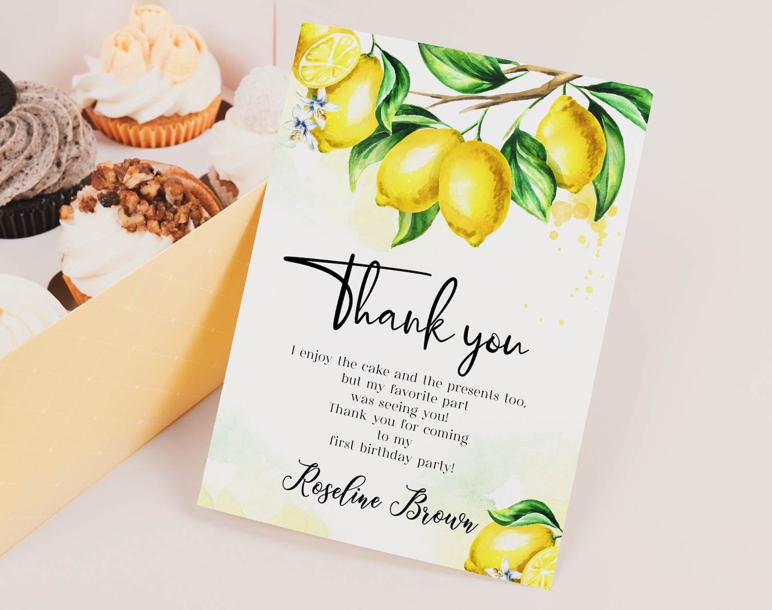 Lemon Thank You Card Citrus Note Wedding Bridal Shower Baby - Etsy