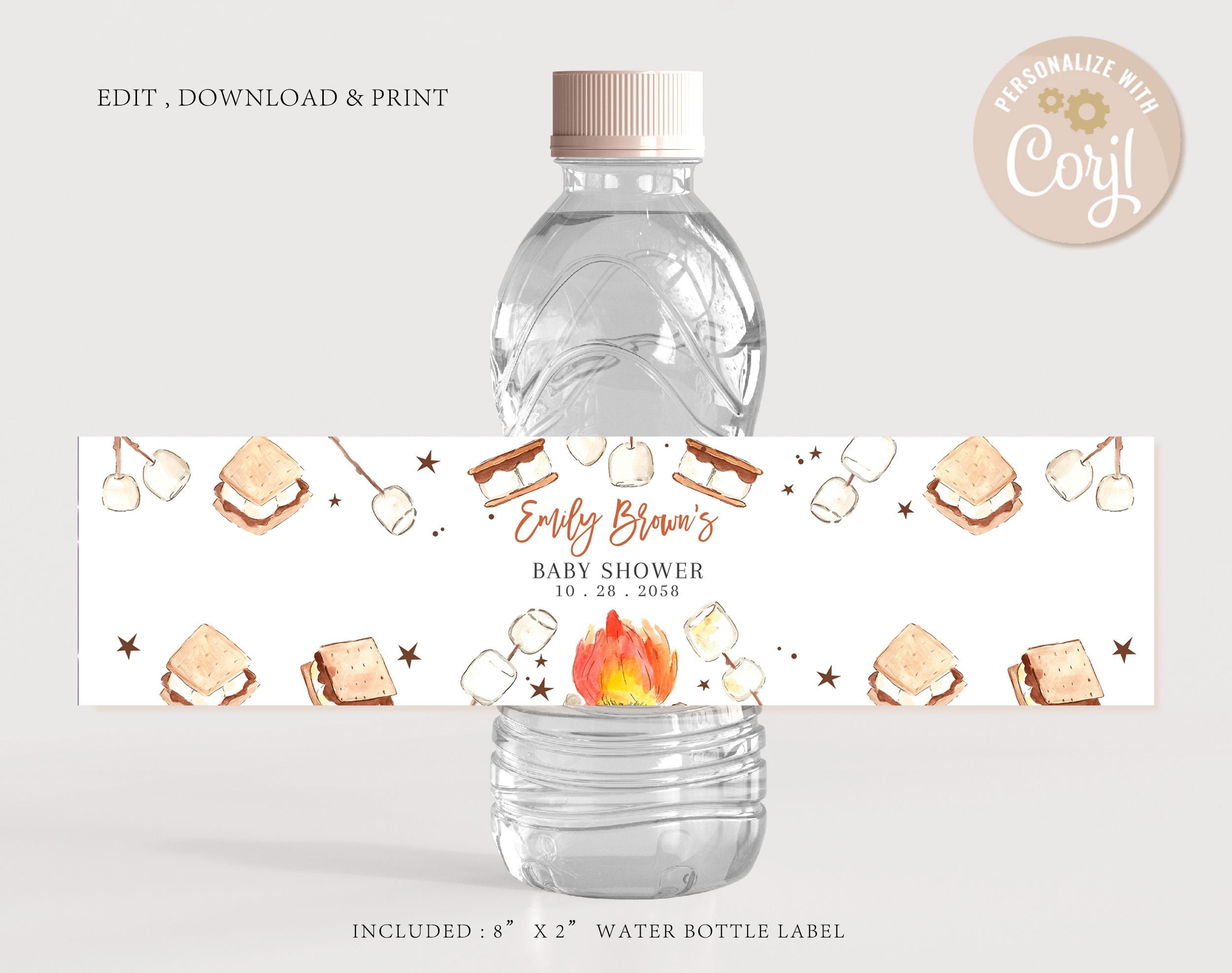 S'more Baby Shower Water Bottle Label Camping Gender Neutral Party ...