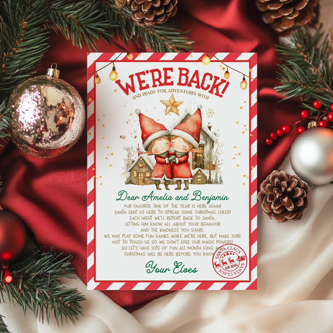 Elf Arrival Letter We're Back Elf Note Letter From Your Elves Welcome ...