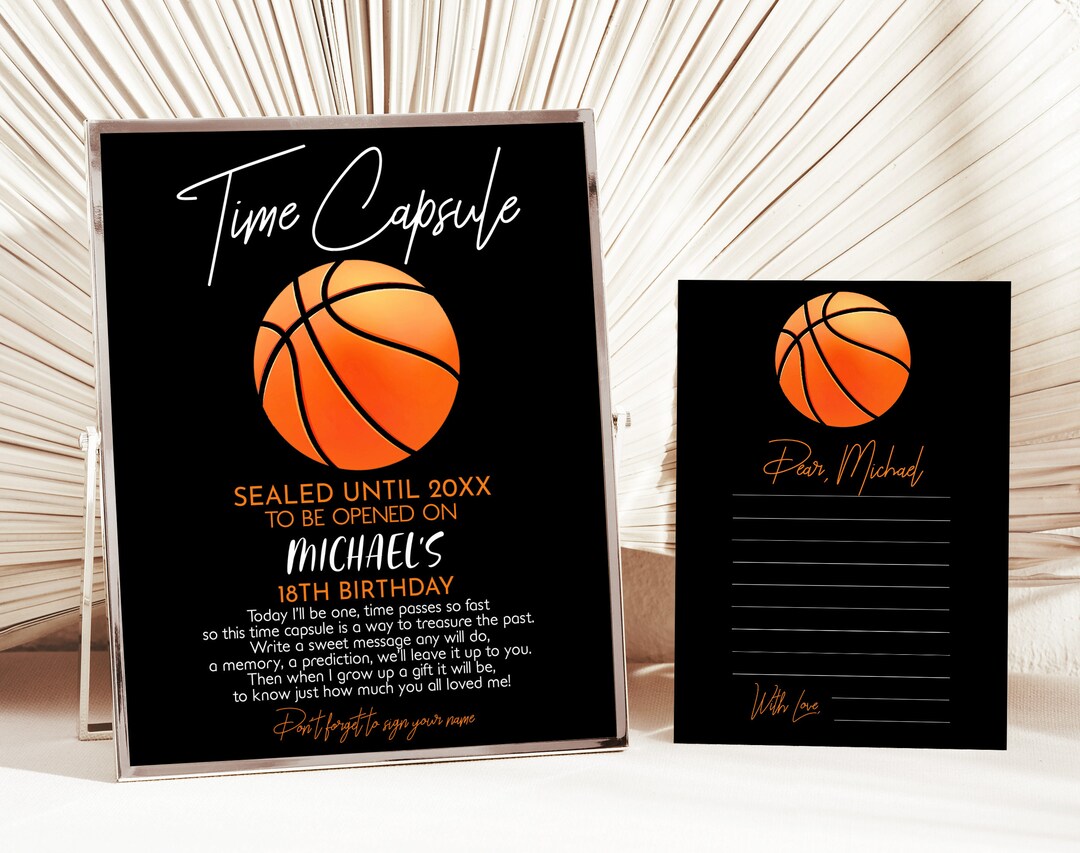 Basketball Birthday Time Capsule Sign Boy First Birthday Party Decor ...