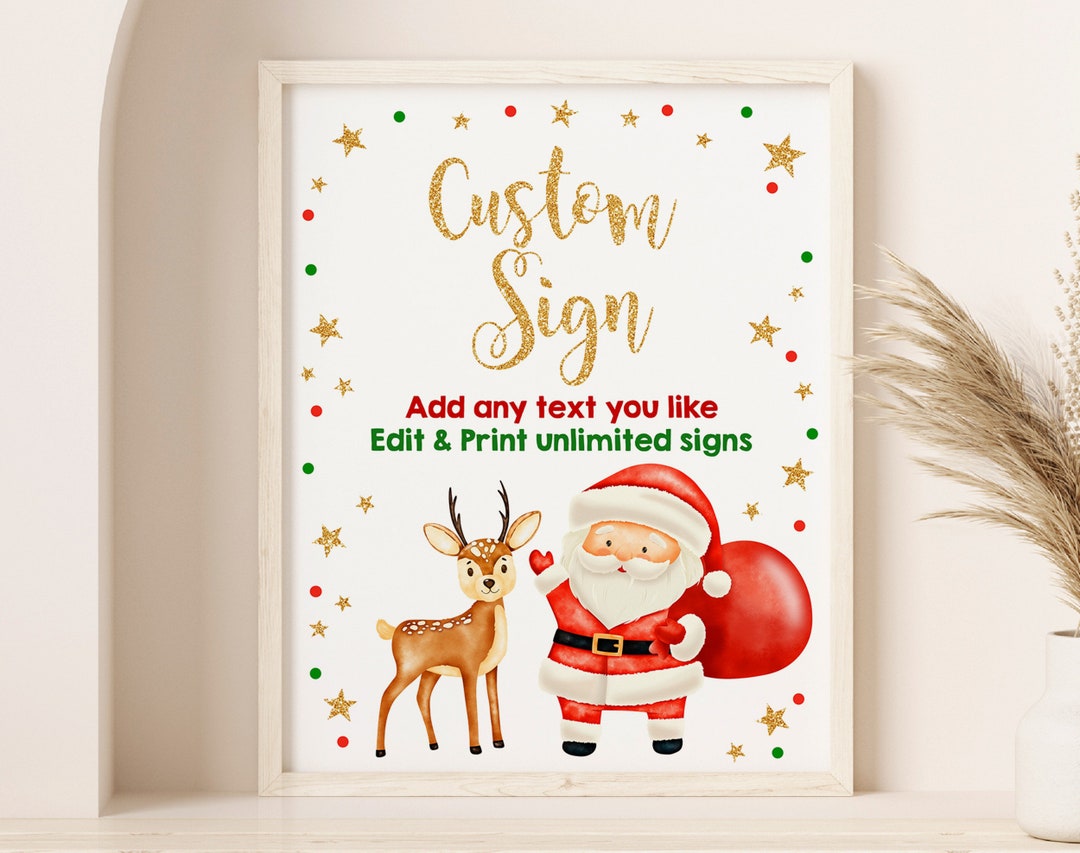 Christmas Birthday Custom Sign Happy Winter Holiday Poster Boy Girl 1st ...