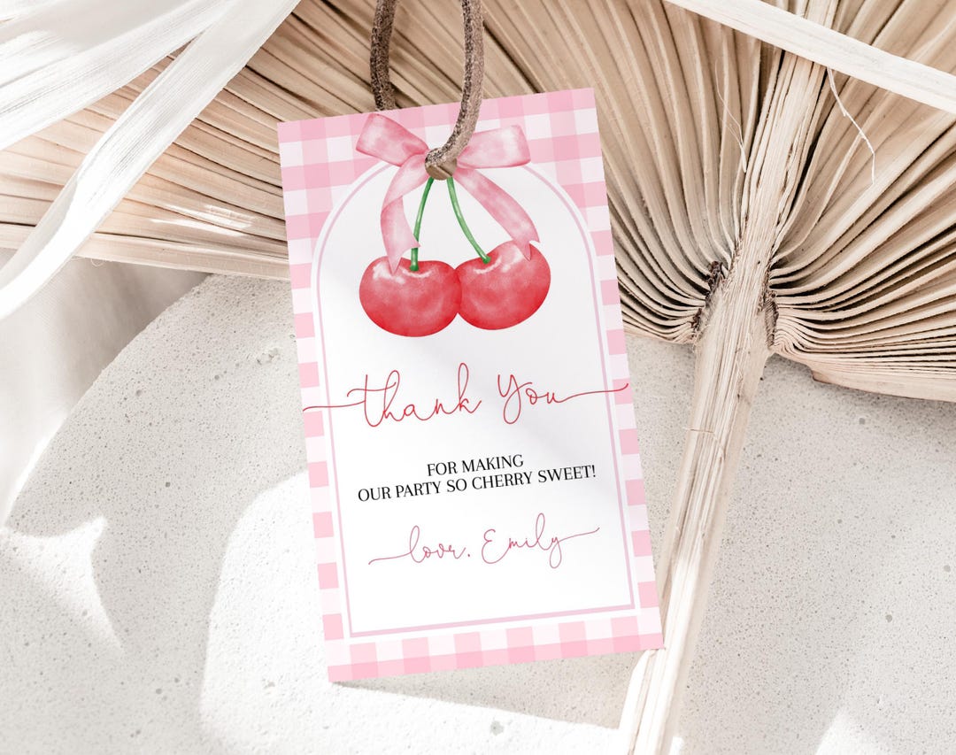 Cherry Birthday Favor Tags Cherry on Top Girl Baby Shower Gift Tag ...