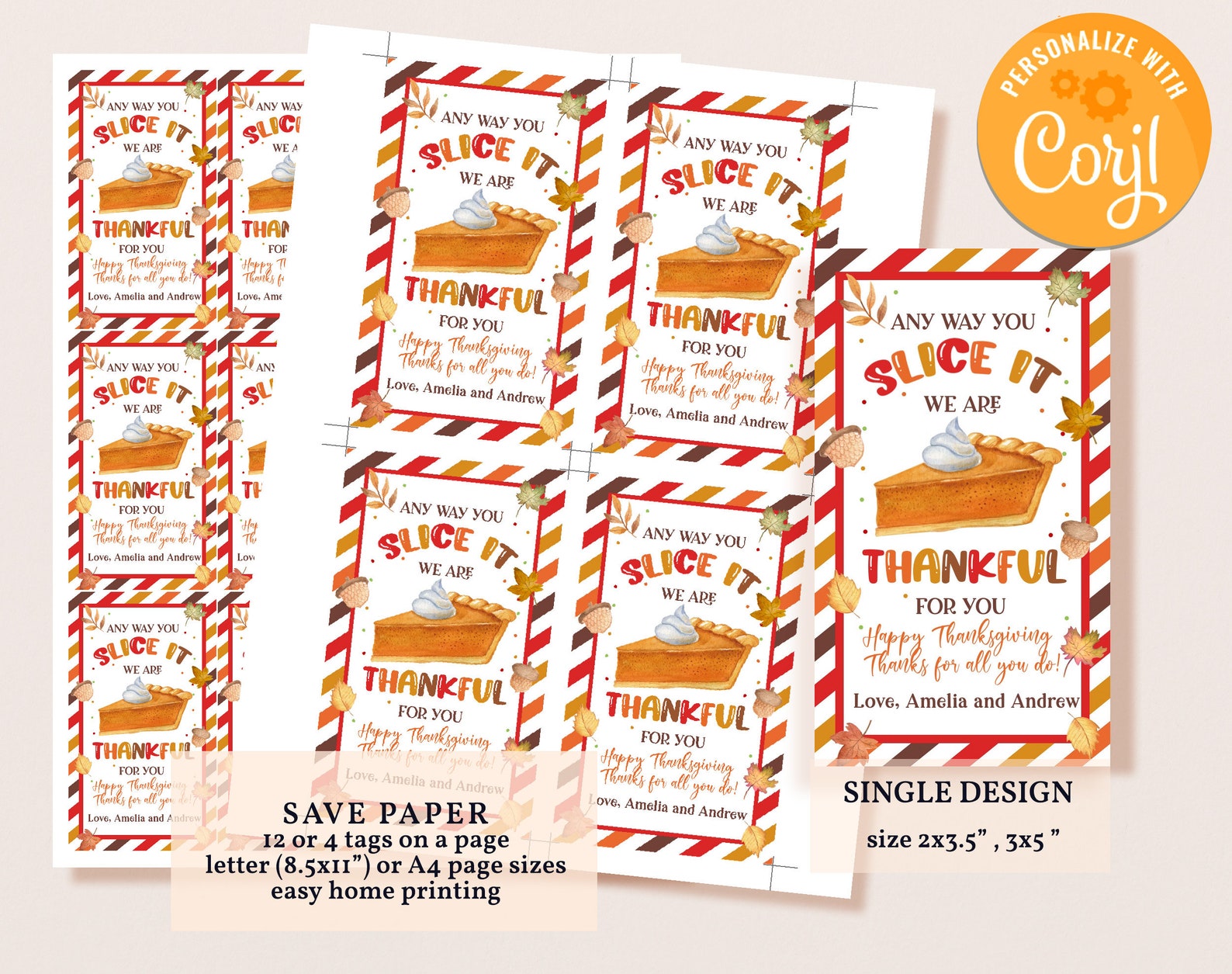 Any Way You Slice It Tags Pie Thank You Tags Teacher Happy - Etsy