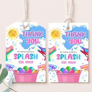 Water Balloon Favor Tags Water Gun Birthday Gift Tags Let's Get Soaked ...