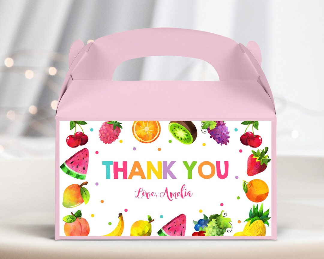 Twotti Frutti Gable Box Label Girl 2nd Birthday Favors Tropical Summer ...