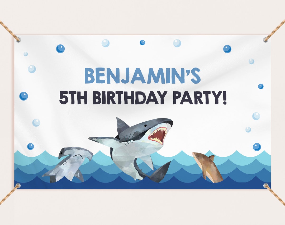 Shark Birthday Backdrop Banner Boy Birthday Party Decor Under the Sea ...