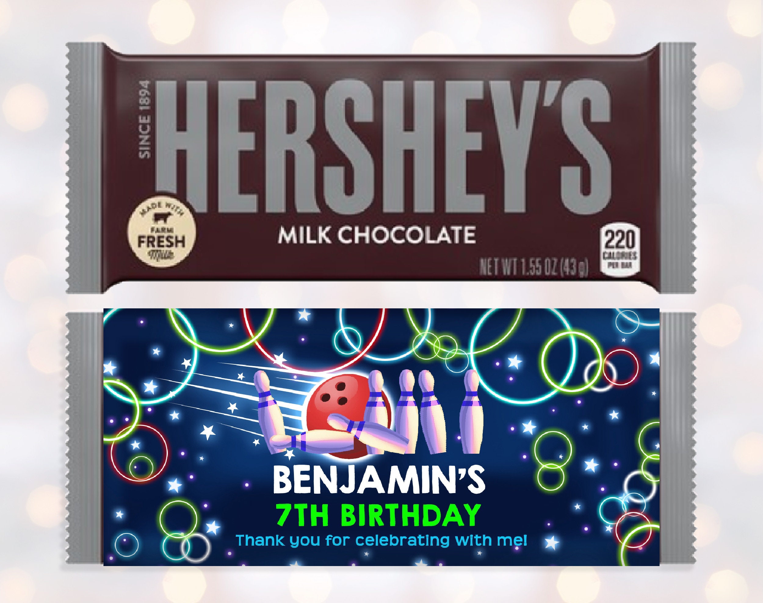 EDITABLE Bowling Candy Bar Wrapper Hershey Chocolate Label | Etsy