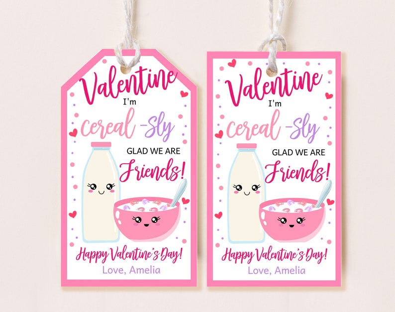 Cereal Valentine Tag Cerealsly Tag I'm Cereal-sly Glad We - Etsy