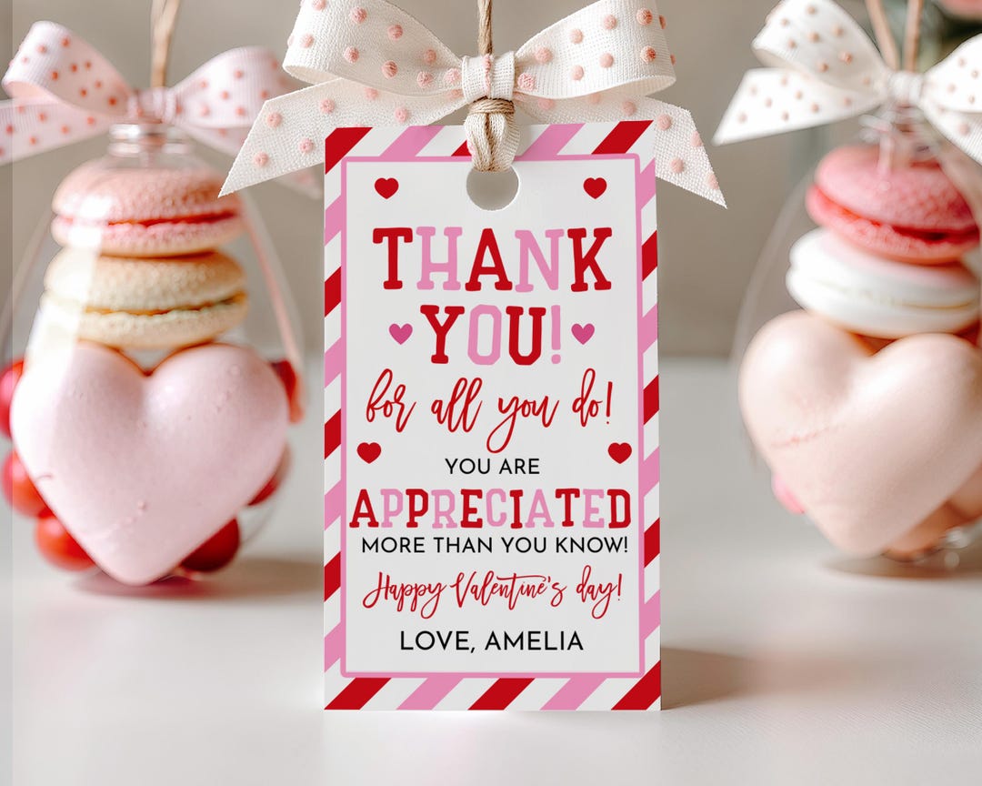 Valentine's Day Teacher Appreciation Gift Tag, Thank You for All You Do ...