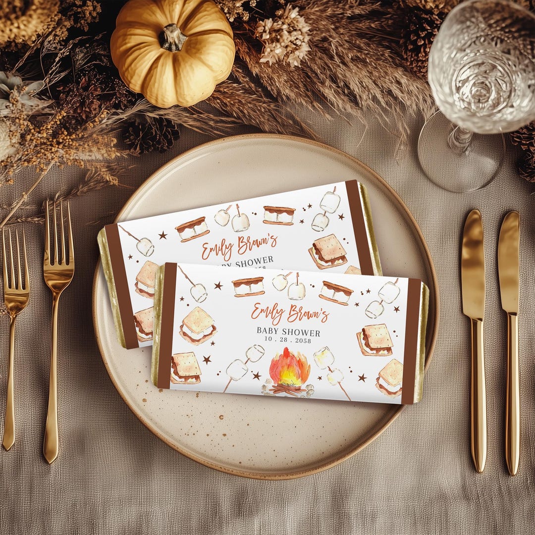 S'more Baby Shower Chocolate Wrapper Camping Gender Neutral Party Decor ...