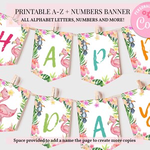 Flamingo Birthday Banner Aloha Luau Girl 1st Birthday Party Decor ...