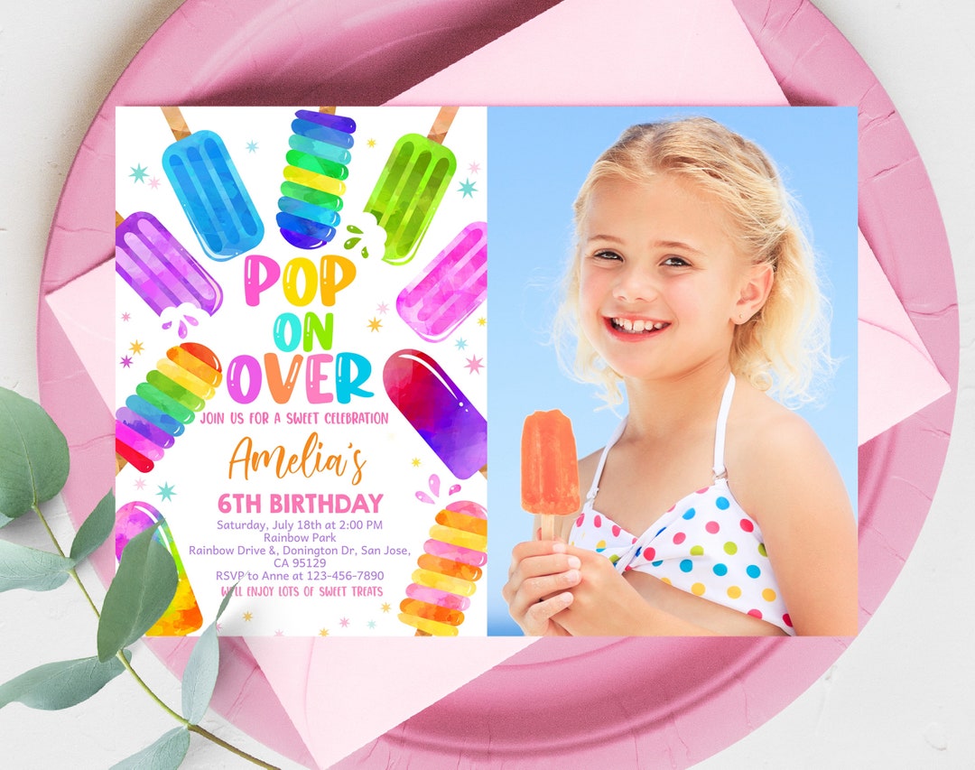 Popsicle Birthday Photo Invitation Boy Girl 1st Birthday Party Invite ...