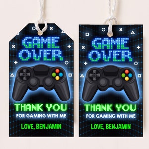 EDITABLE Video Game Birthday Gift Tags Arcade Gaming Favor Tag Boy ...