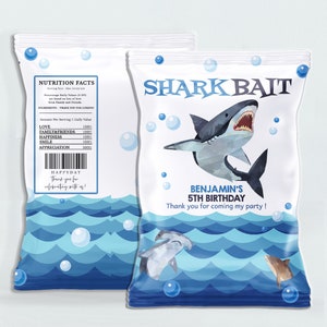 Shark Chip Bag Printable Baby Shark Favor Bag Ocean Birthday Party ...