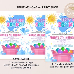 Water Balloon Birthday Invitation Water Fight Birthday Invite Let's Get ...