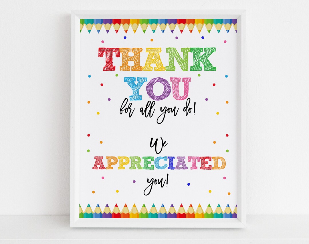 Teacher Appreciation Poster Printable Staff Appreciation Sign Thank You ...