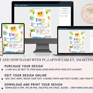 Two the Pool Birthday Invitation Pool Party 2nd Birthday Invite ...