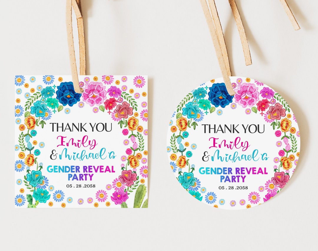 Fiesta Gender Reveal Favor Tags Senor or Senorita Thank You Tags ...