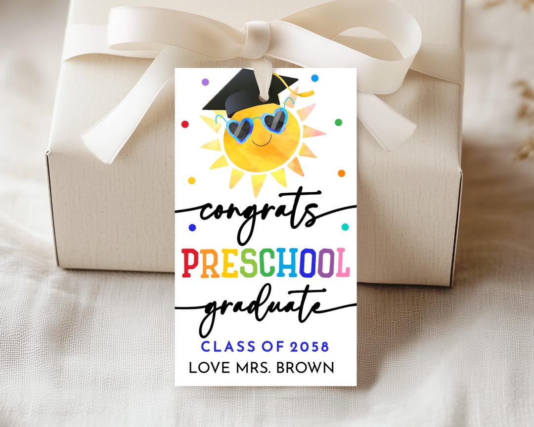 Preschool Graduation Gift Tag Congrats Preschool Graduate Favor Tags ...