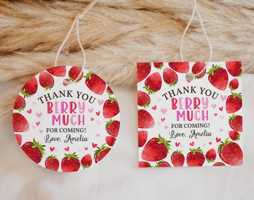 Strawberry Baby Shower Favor Tags Berry First Birthday Gift Tags Berry ...