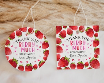Thank You Berry Much Printable Favor Tags Gift Tags Thank - Etsy