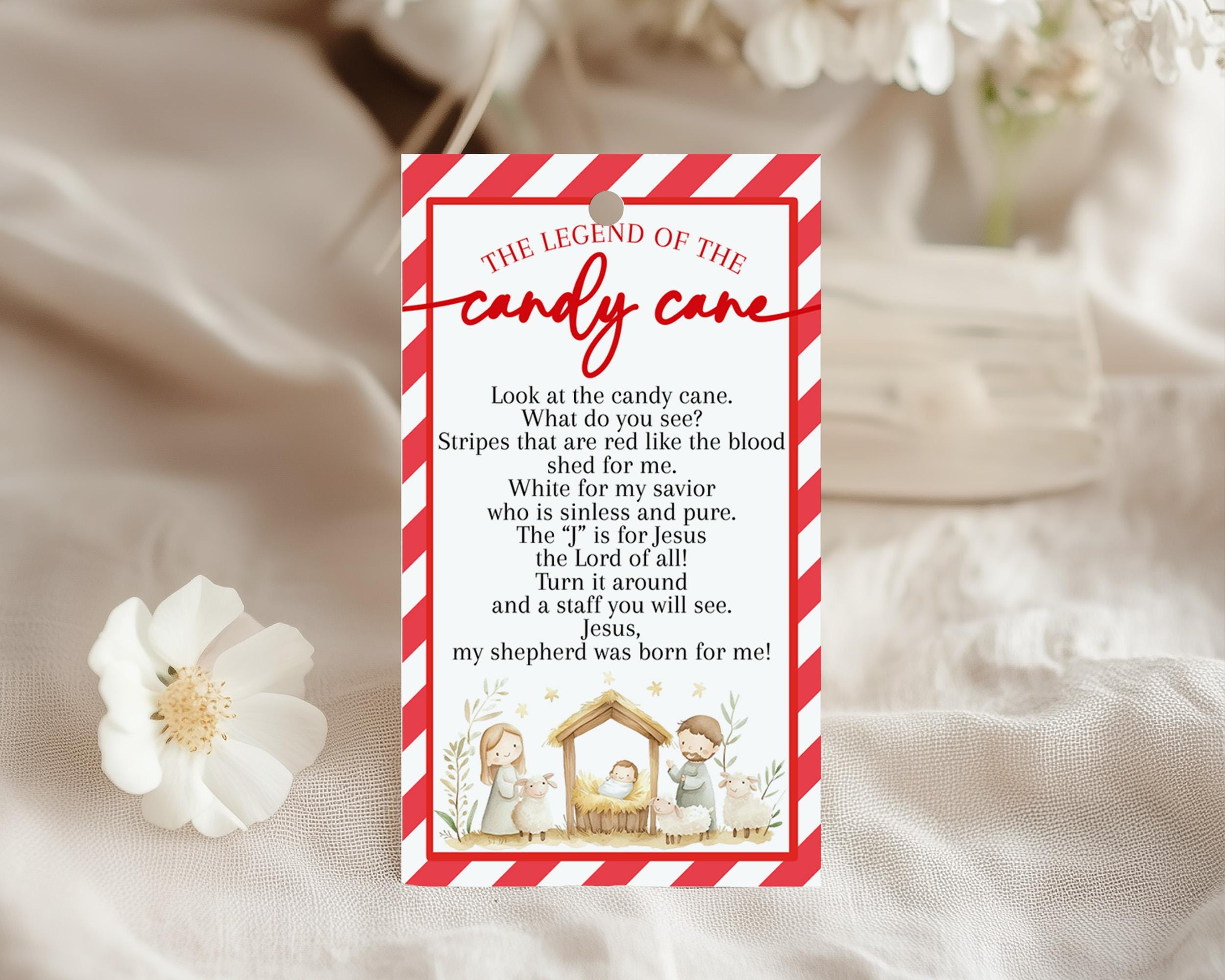 Legend of the Candy Cane Printable Tags, Kids Christian Treat Tag ...