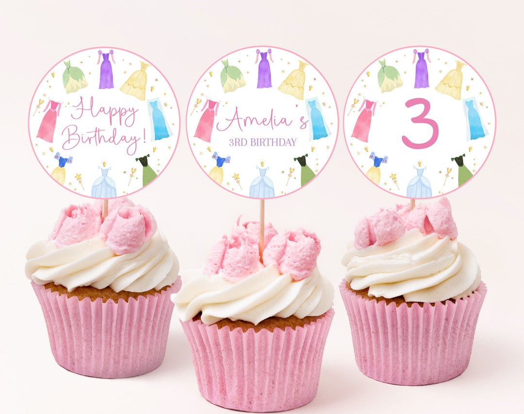Princess Birthday Cupcake Topper Girl 1st Birthday Party Decor Once ...