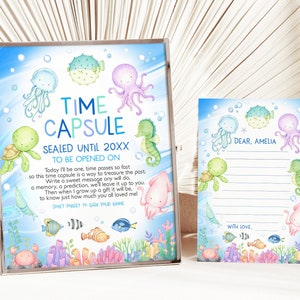 Under the Sea Birthday Time Capsule Sign Ocean Animals Boy 1st Birthday ...